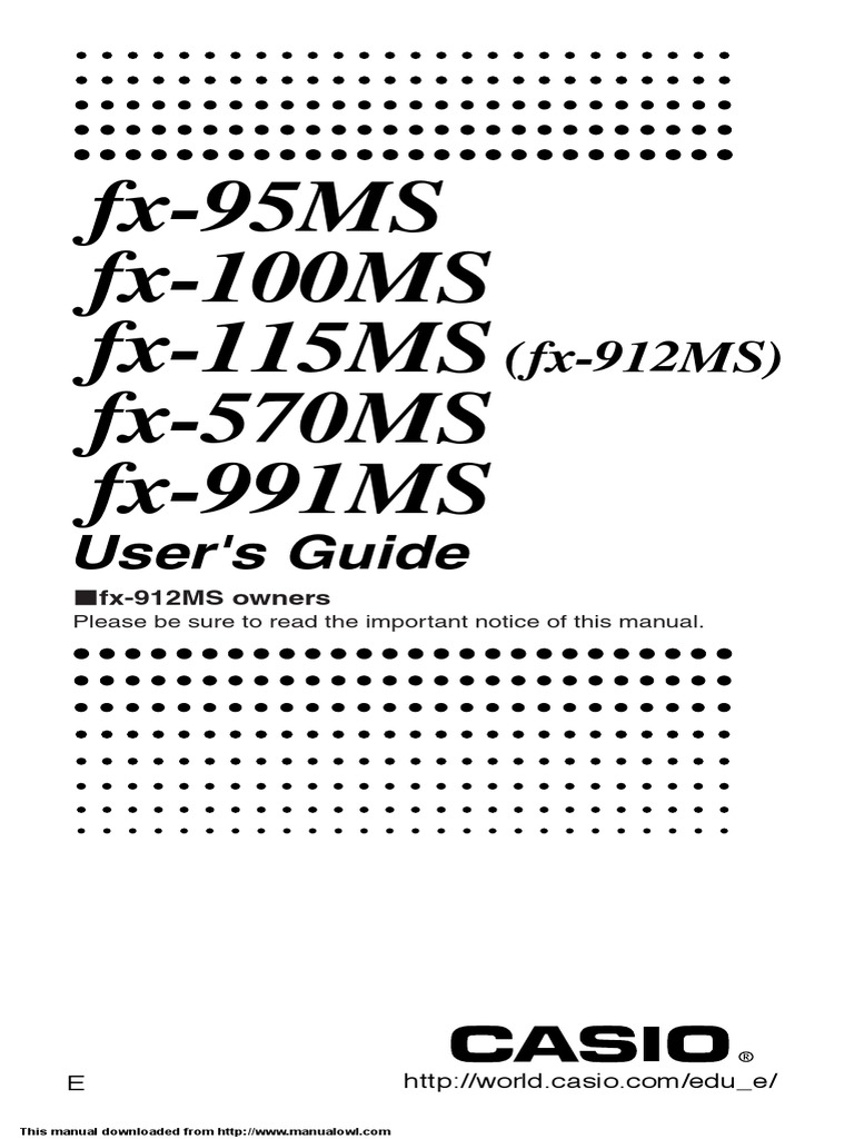 fx-95MS fx-100MS fx-115MS fx-570MS fx-991MS: User's Guide | PDF ...
