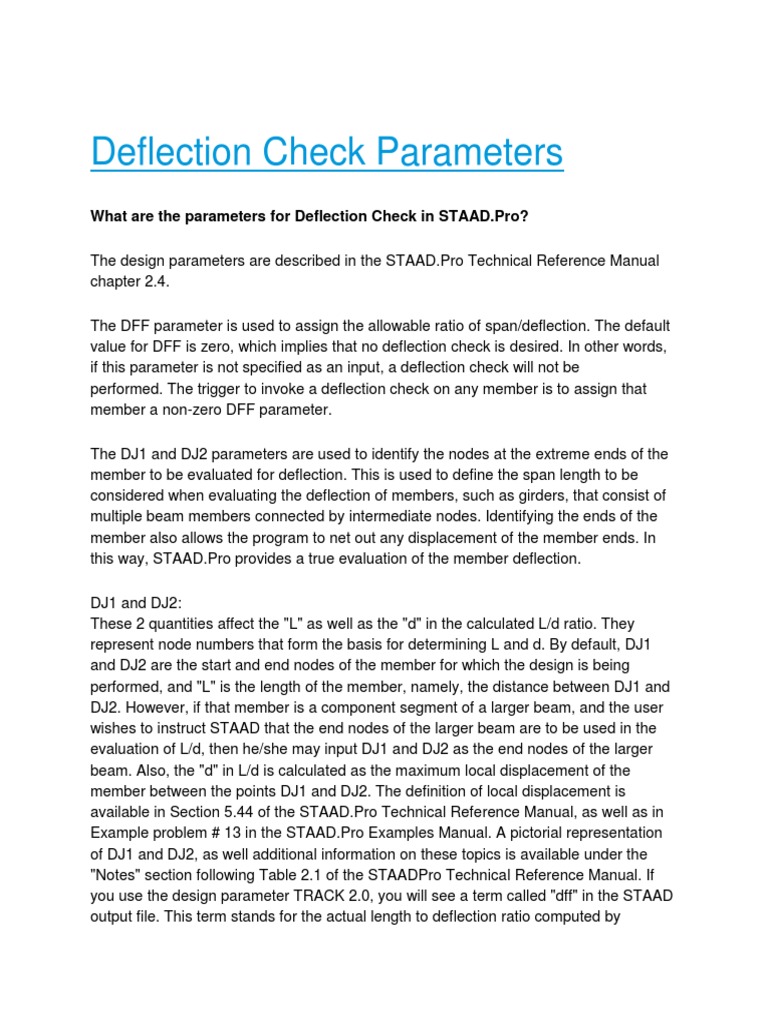 What Are The Parameters For Deflection Check in STAAD - Pro? | PDF | Parameter (Computer ...