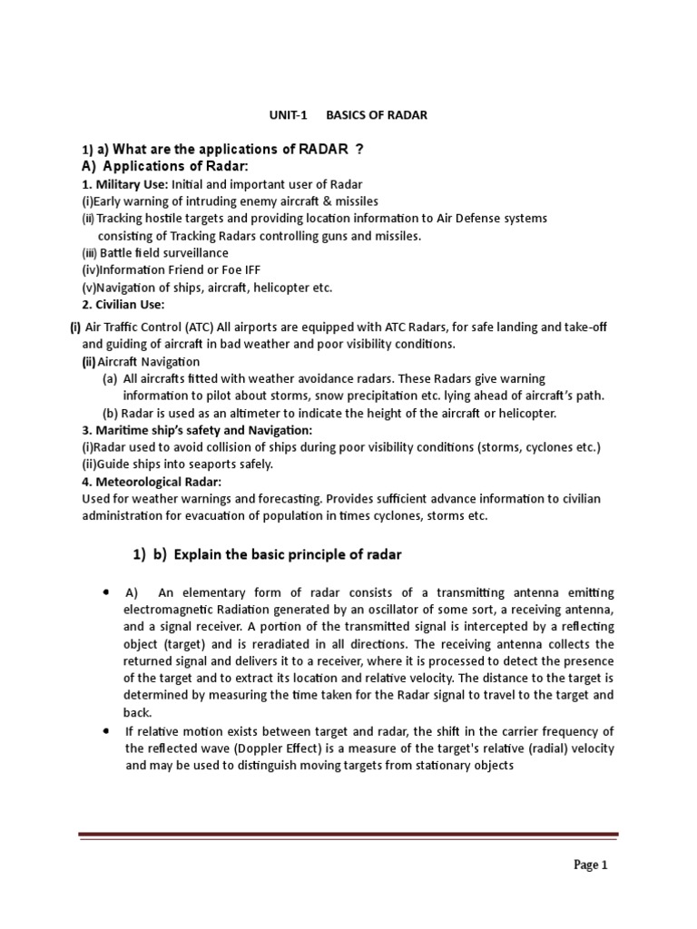 Radar Engineering Assignment Key | PDF | Radar | Doppler Effect