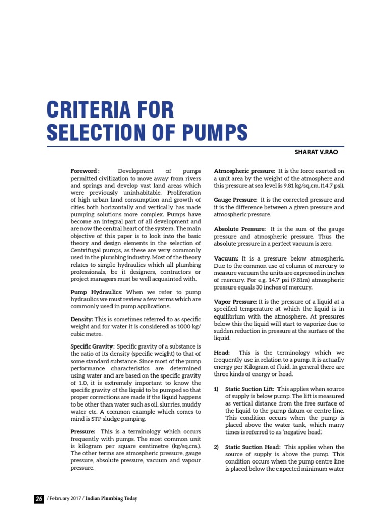 Understanding NPSH in Pump Selection | PDF | Pressure | Dynamics ...