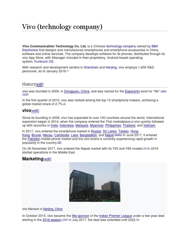 Vivo (Technology Company) : History | Download Free PDF | Mobile Phones ...
