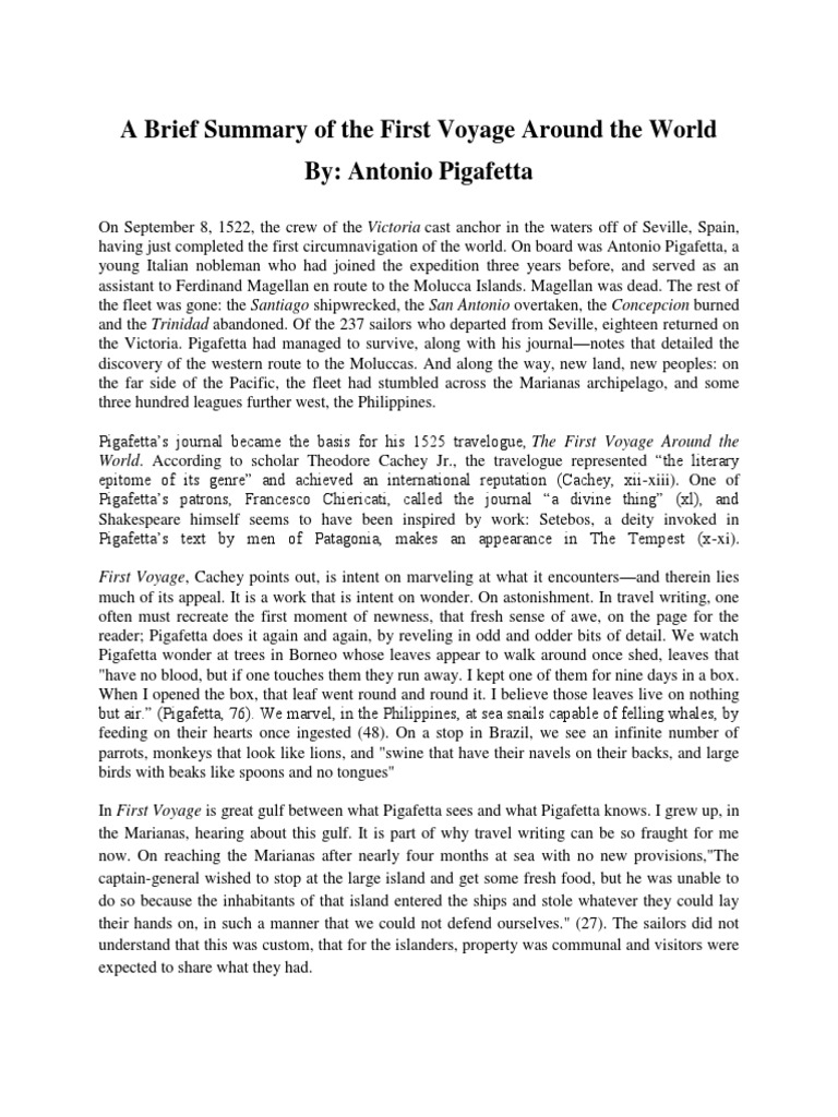 A Brief Summary of The First Voyage Around The World | PDF