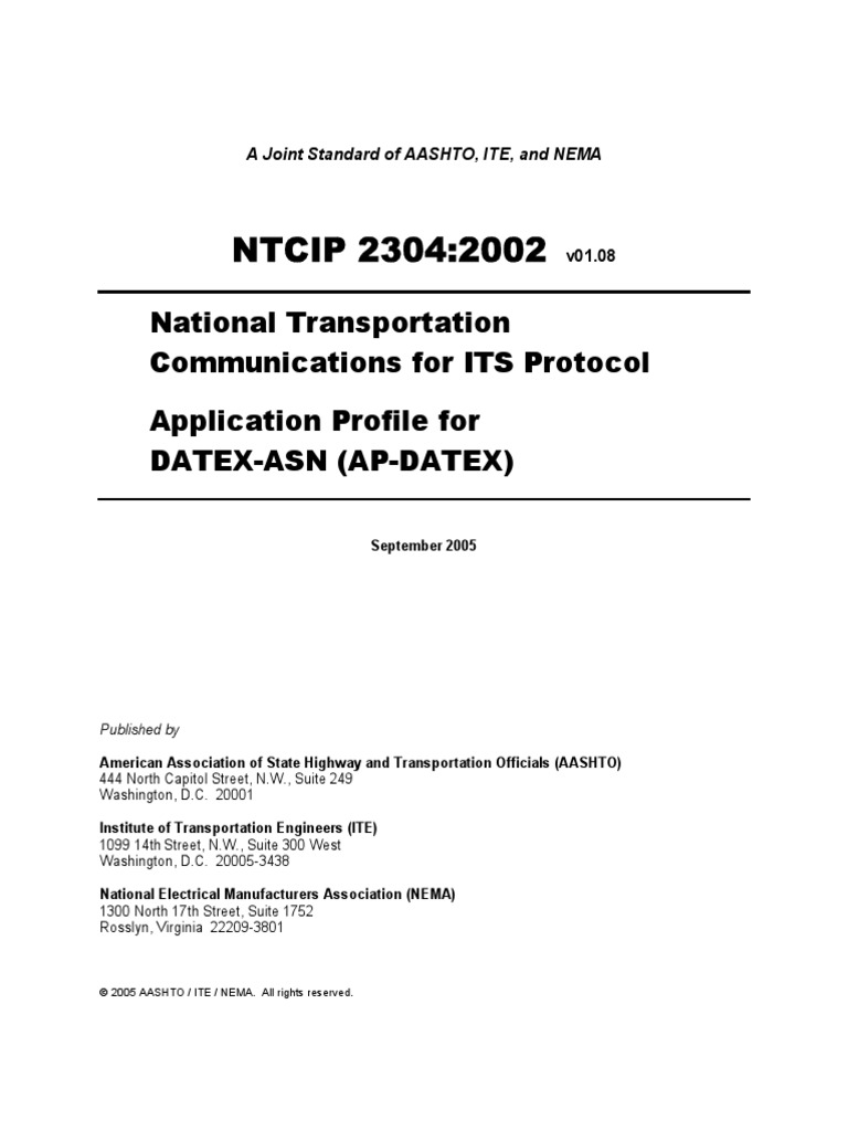 NTCIP 2304:2002: National Transportation Communications For ITS ...