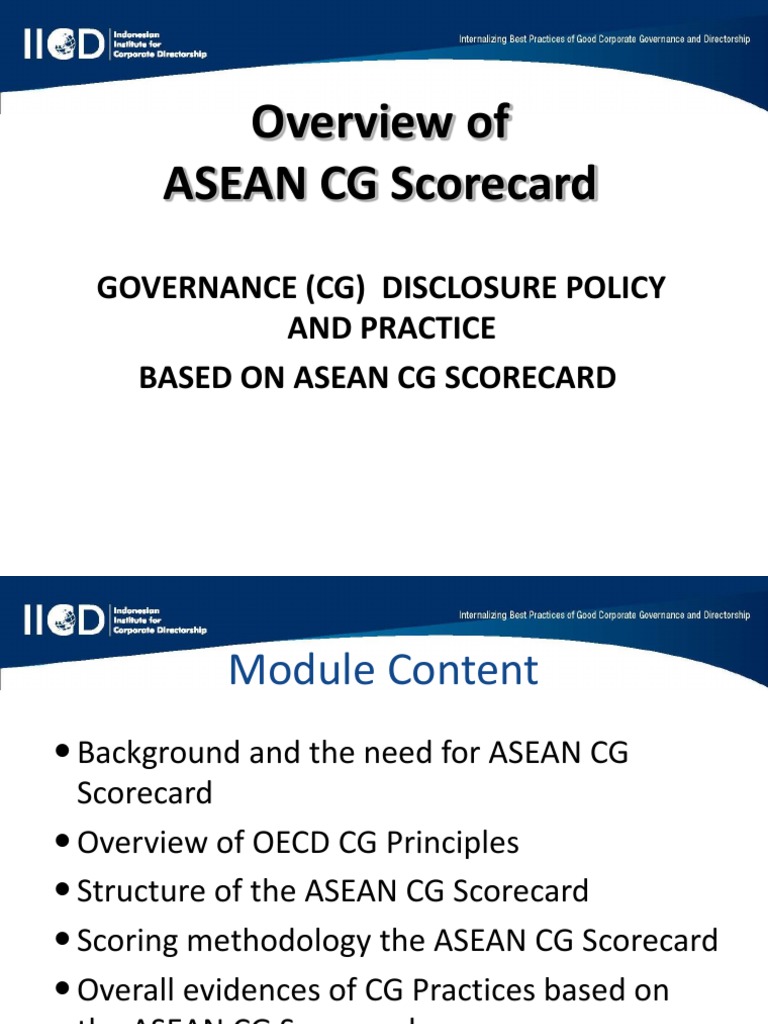 Overview of ASEAN CG Scorecard | PDF | Corporate Governance | Business