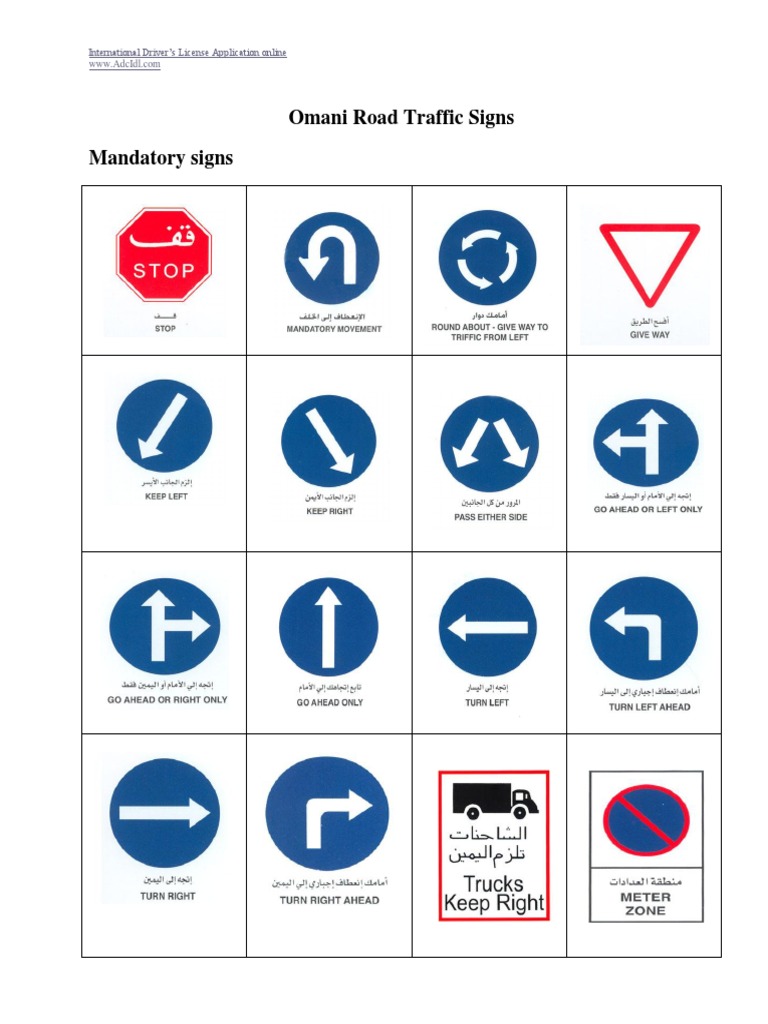 Omani Road Traffic Signs Overview | PDF