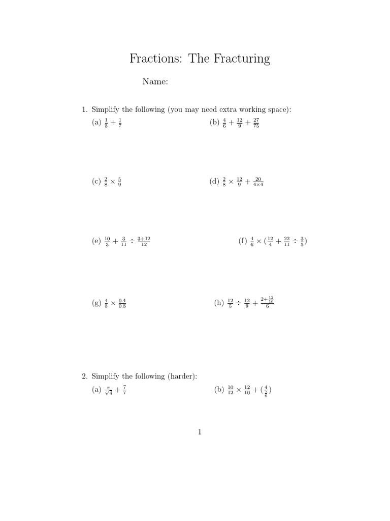 Fraction Hard Drill v2 | PDF | Teaching Mathematics