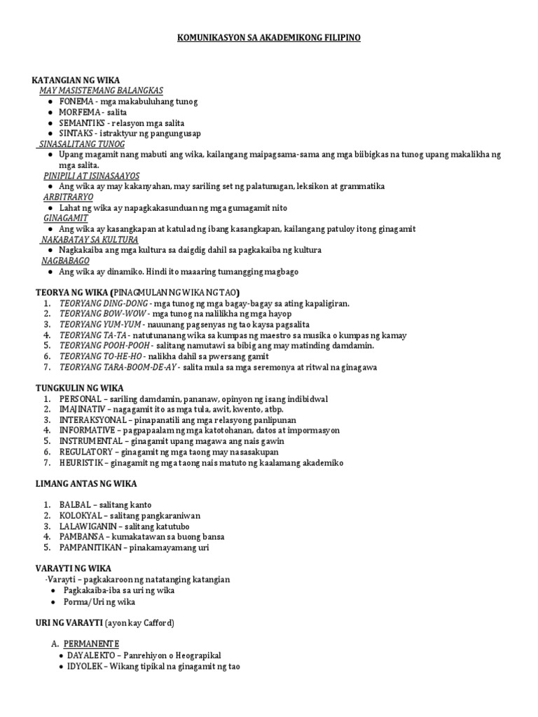 Komunikasyon Sa Akademikong Filipino | PDF