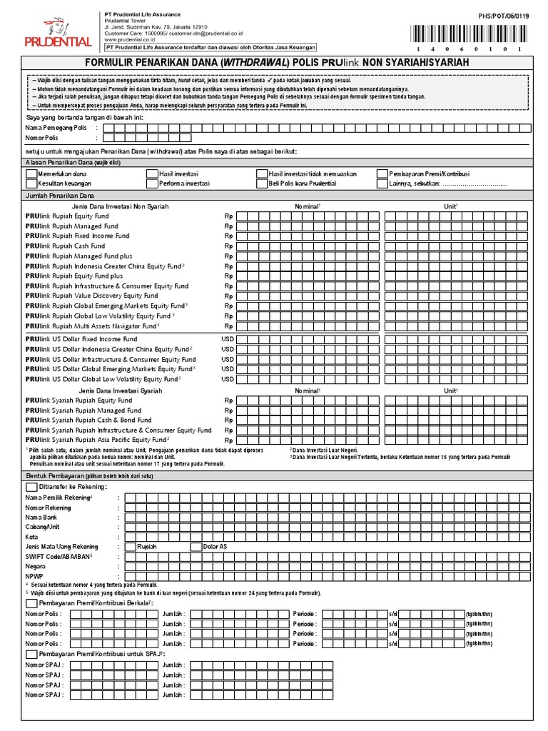 Form1-Formulir Penarikan Dana Individu 0119 | PDF