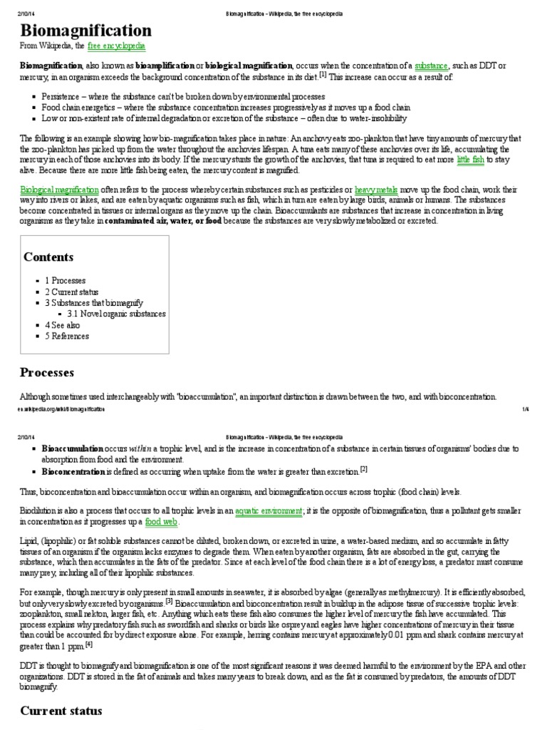 Biomagnification: Free Encyclopedia | PDF | Biogeochemistry ...