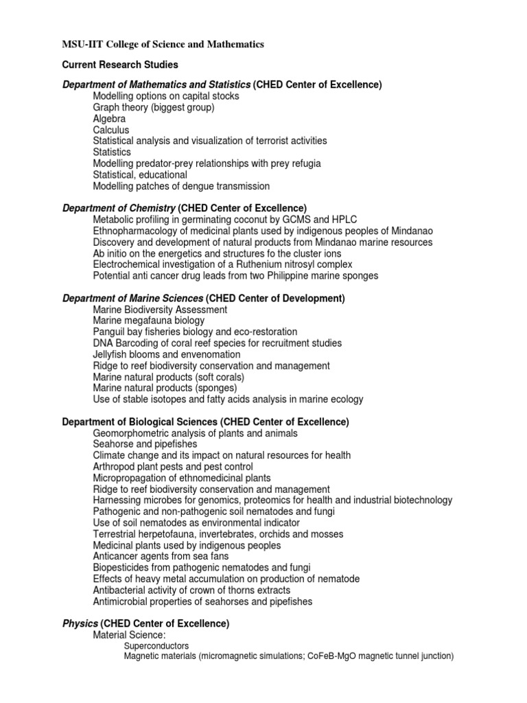 Dean CSM Research Activities | PDF | Marine Biology | Natural Products
