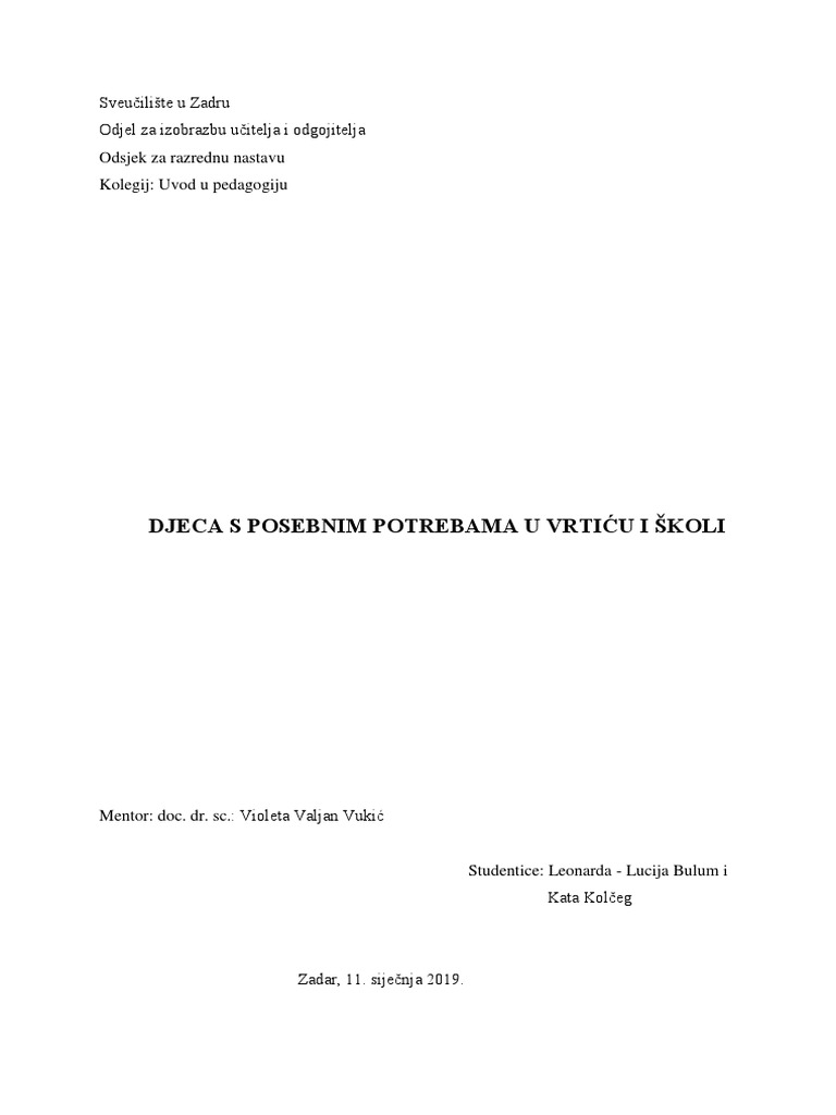 Seminar Pedagogija | PDF