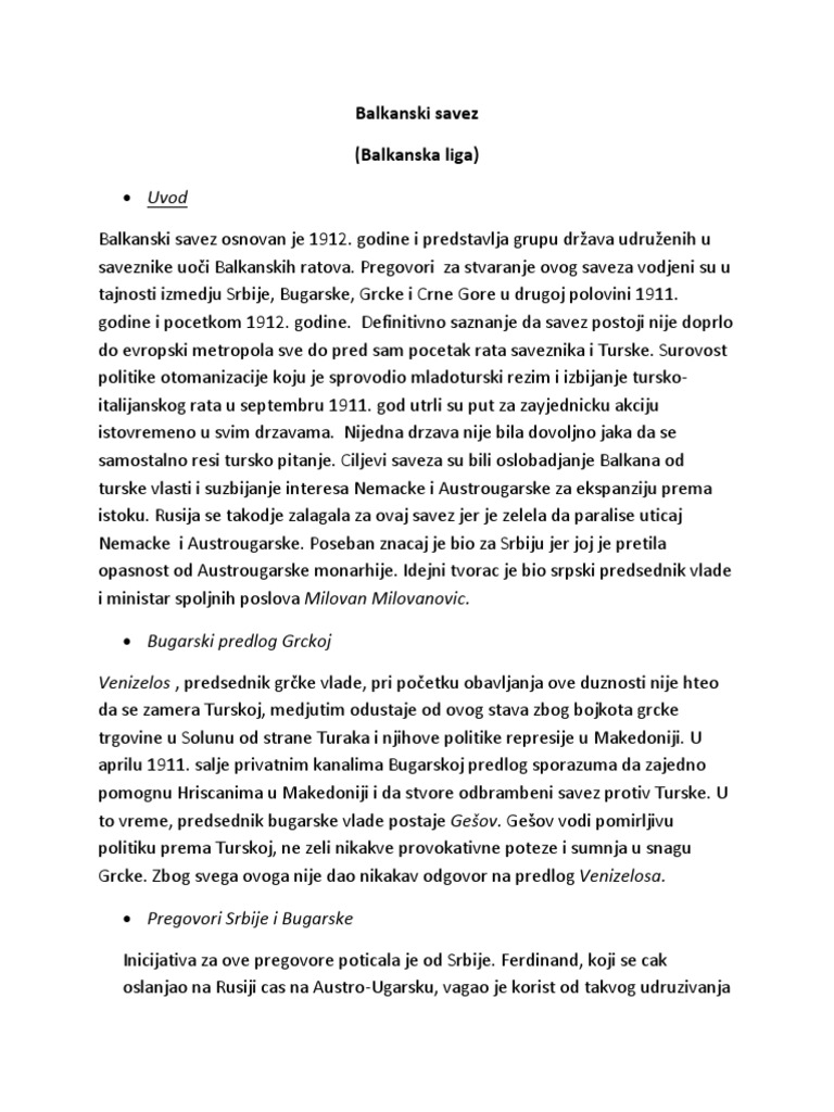 Balkanski Savez | PDF