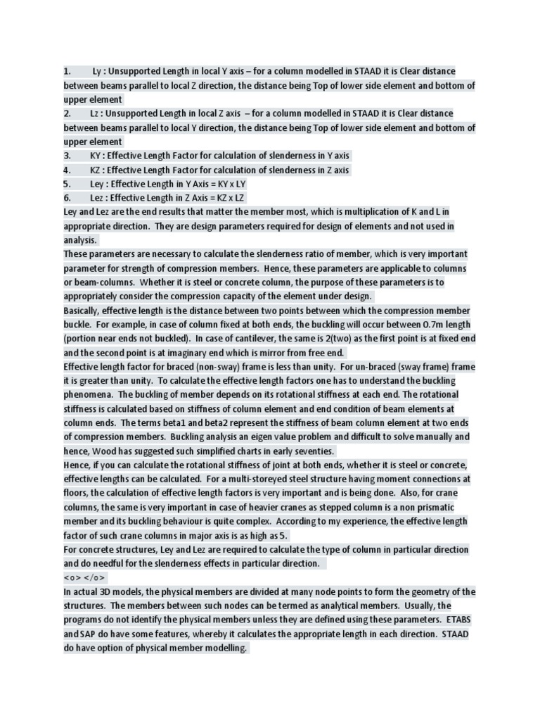 Staad Length Parameters | PDF | Buckling | Beam (Structure)