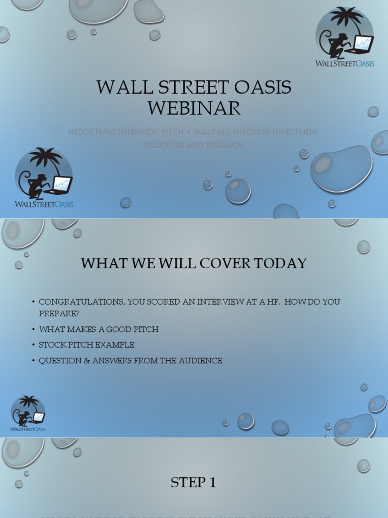 Hedge Fund Interview Pitch September 1 Pdf Hedge Fund Investing