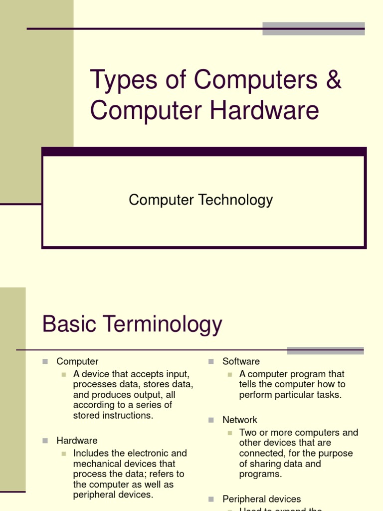 Computer Terminology - Types of Computers | Download Free PDF ...