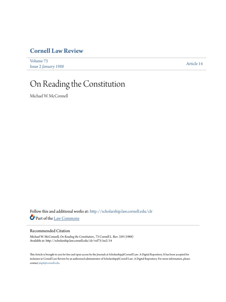 On Reading The Consti | PDF | Establishment Clause | United States ...