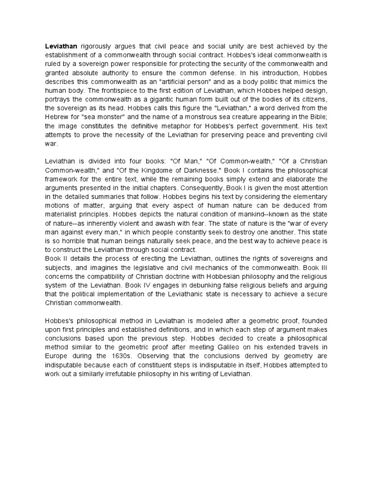 Thomas Hobbes Leviathan PDF | PDF | Thomas Hobbes | Philosophical Theories