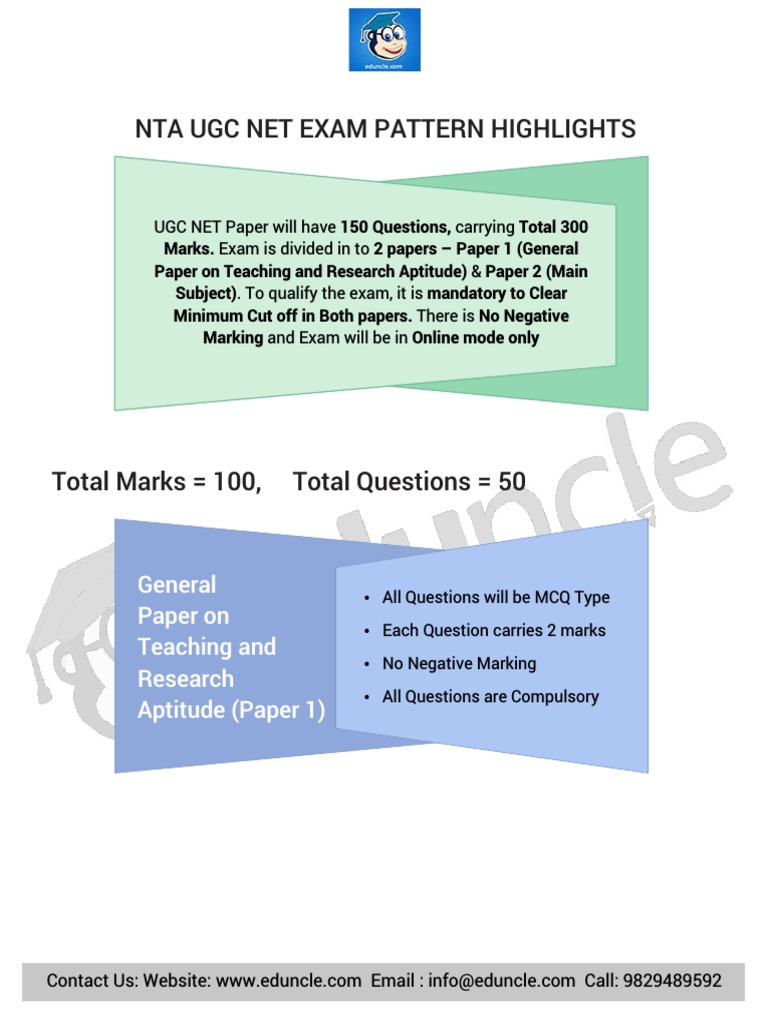 Nta Ugc Net Exam Pattern Highlights: General Paper On Teaching and ...