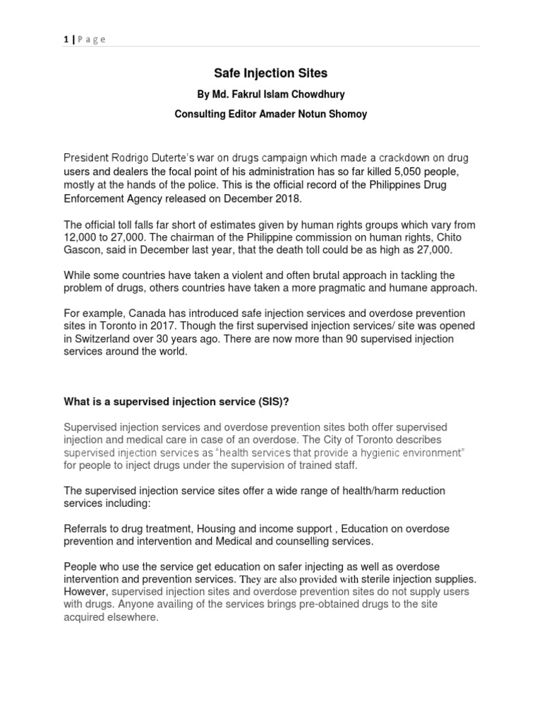 Safe Injection Sites: What Is A Supervised Injection Service (SIS ...