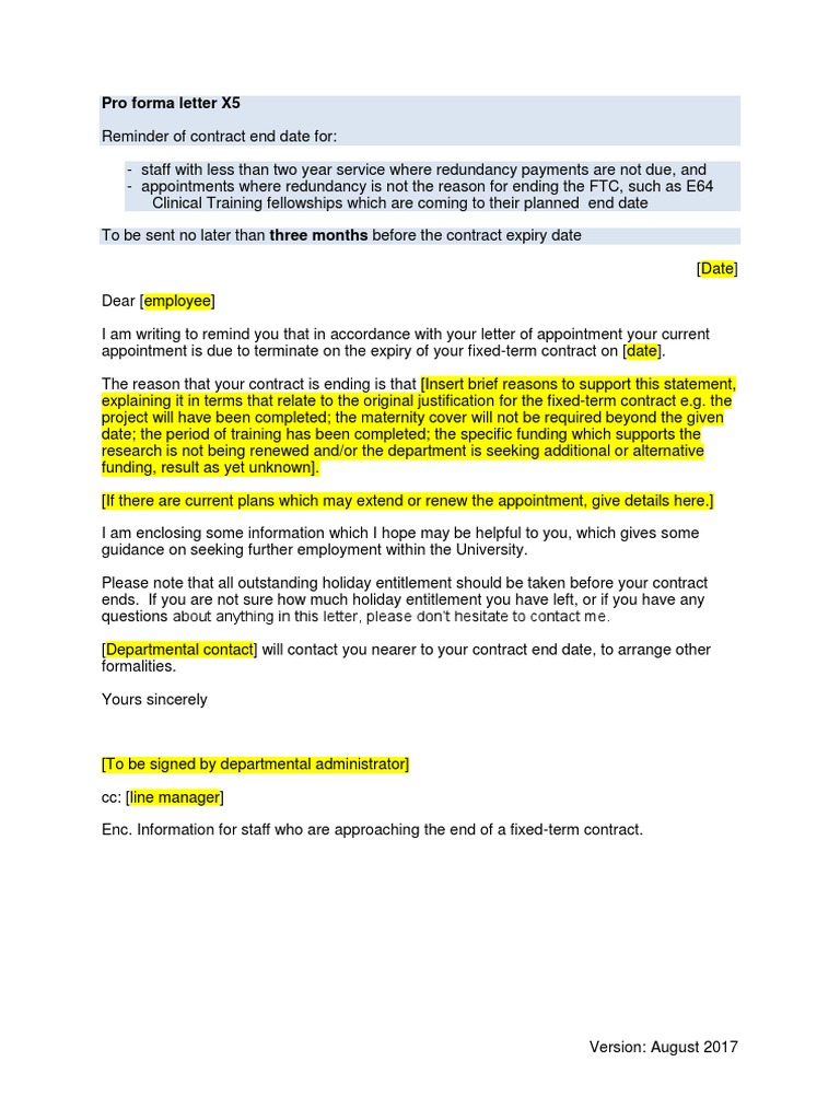 Pro Forma Letter X5 | PDF | Employment | Labor