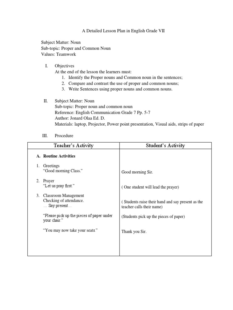 Detailed Lesson Plan | PDF | Lesson Plan | Behavior Modification