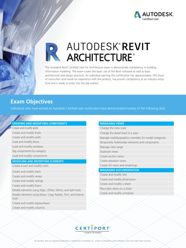 ACU - Revit Architecture - Exam Objectives PDF | PDF | Autodesk Revit ...