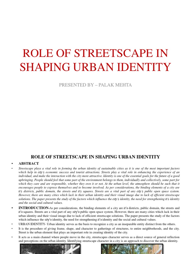 Role of Streetscape in Shaping Urban Identity | PDF | Street | Identity ...