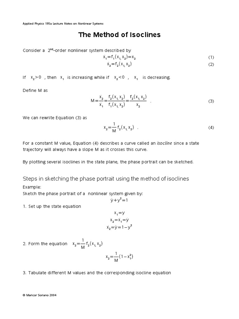 Method of Isoclines PDF | PDF | Nonlinear System | Slope