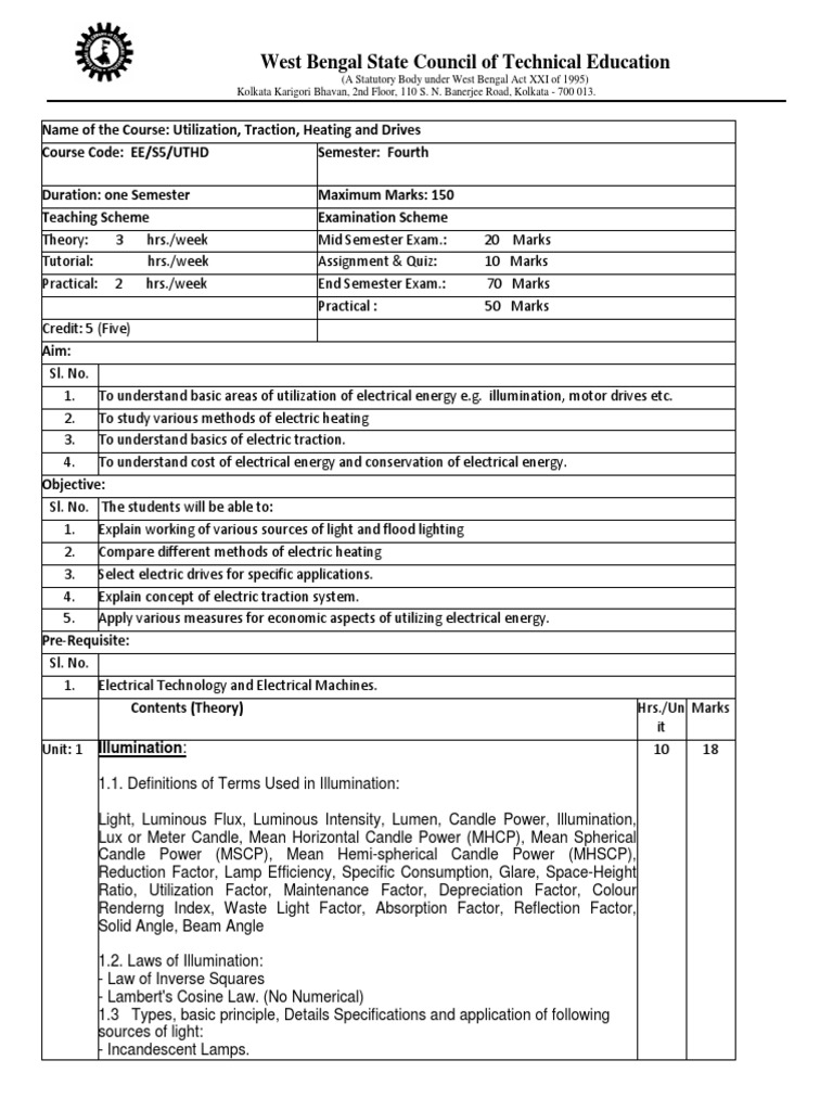 Uthd Syllabus | PDF | Lighting | Incandescent Light Bulb