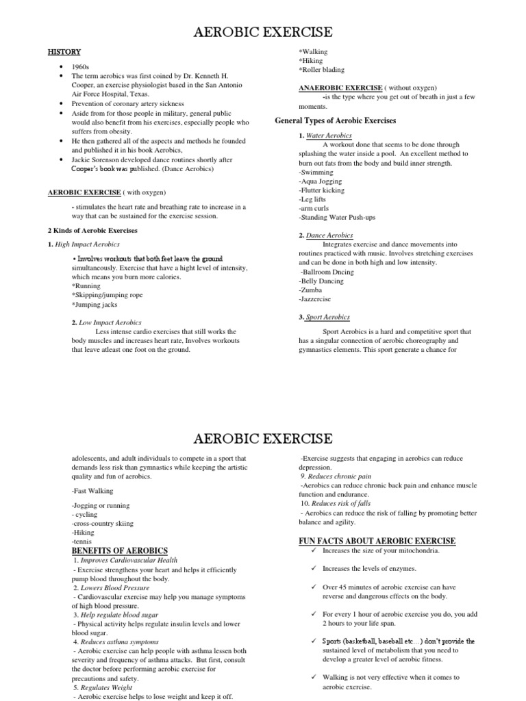 Aerobic Exercise: General Types of Aerobic Exercises | PDF | Aerobic ...