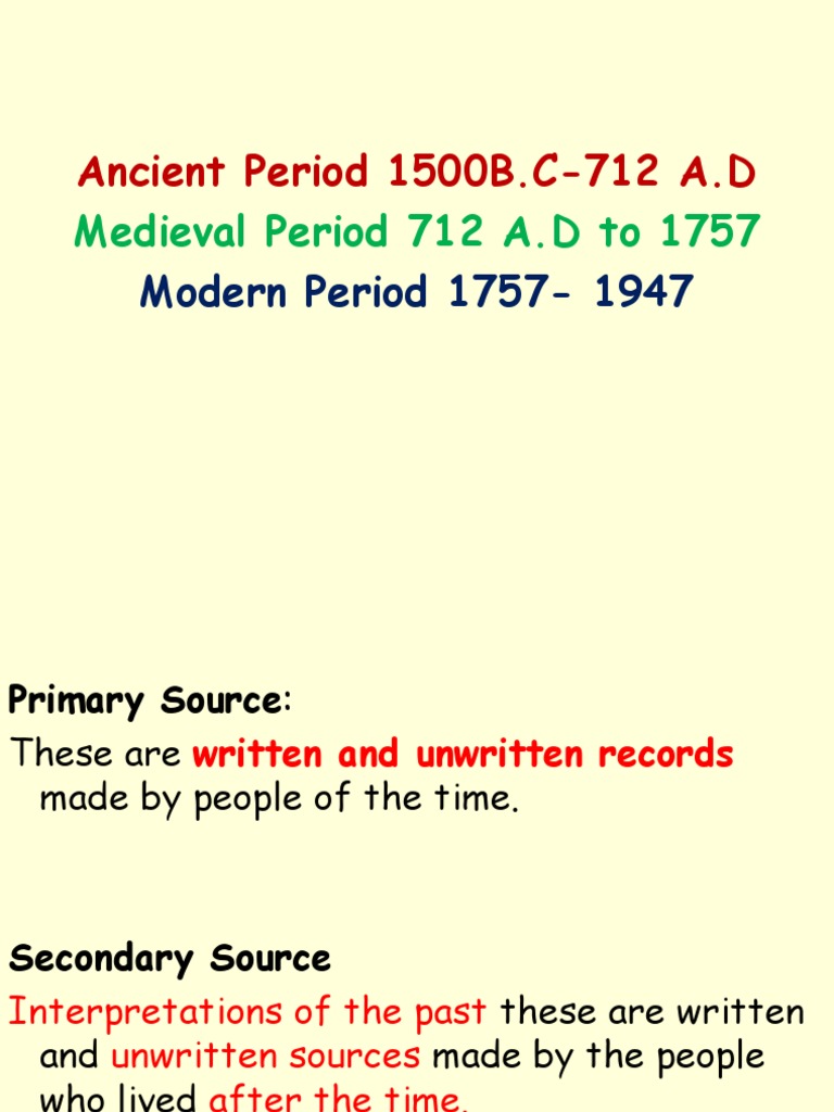 Sources of Indian History Overview | PDF