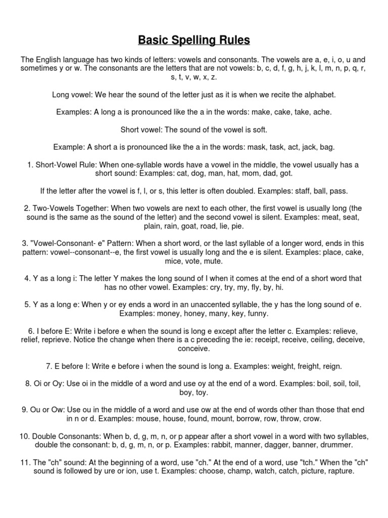 English Spelling Rules | PDF | Vowel | Consonant