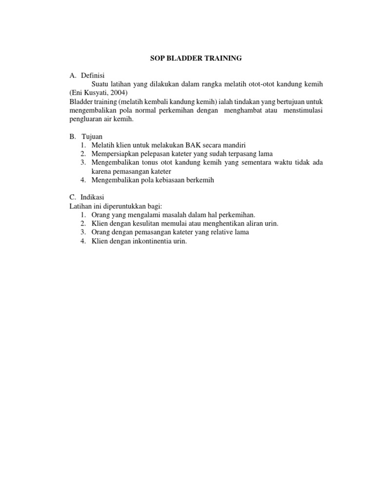 Sop Bladder Training | PDF