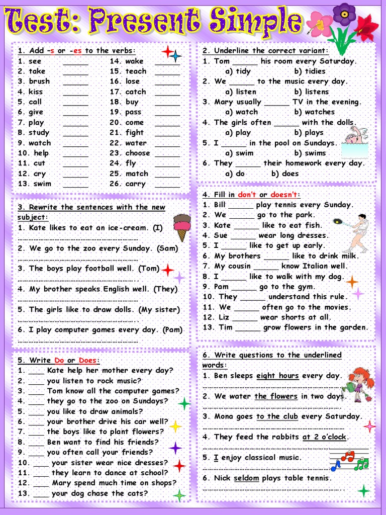 Test Present-Simple PDF | PDF