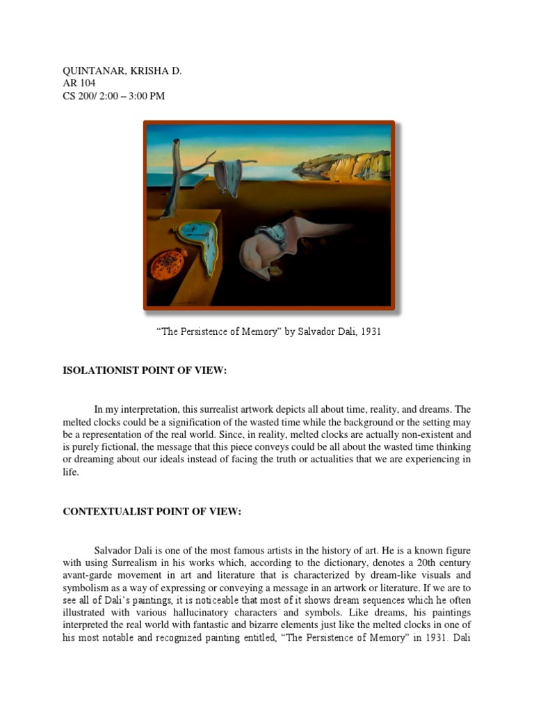 An In-Depth Analysis of Salvador Dali's Iconic Surrealist Painting 'The ...