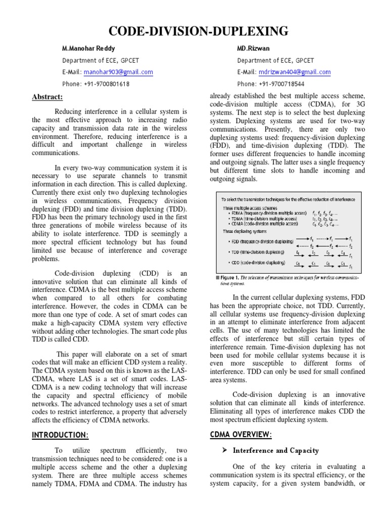 Code Division Duplexing PDF | PDF | Duplex (Telecommunications) | Channel Access Method
