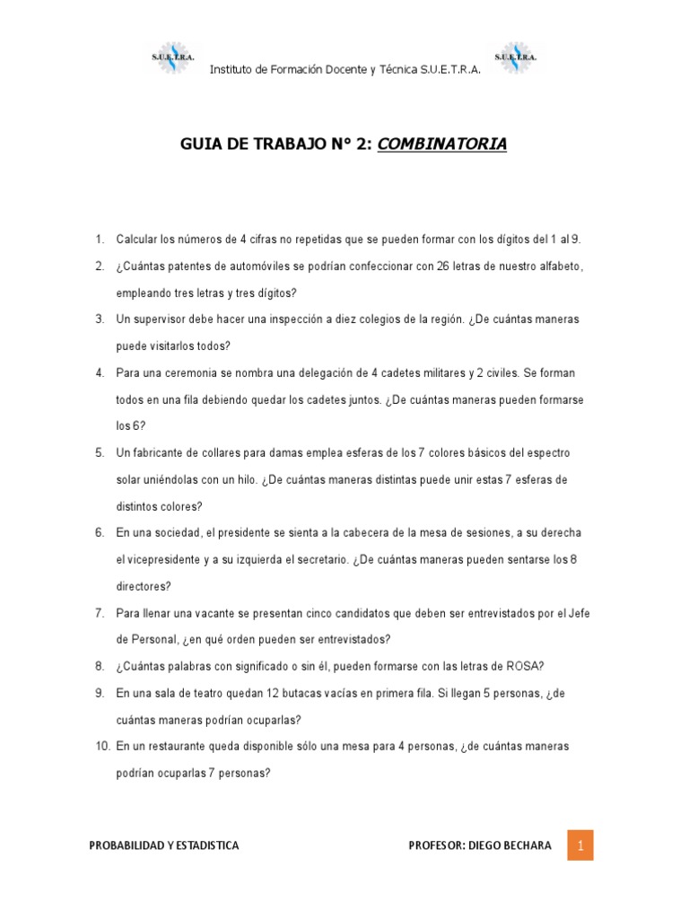 Guia N - 2 Combinatoria | PDF