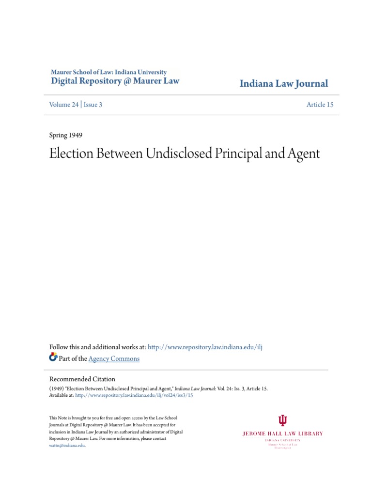 Election Between Undisclosed Principal and Agent | PDF | Lawsuit | Law ...