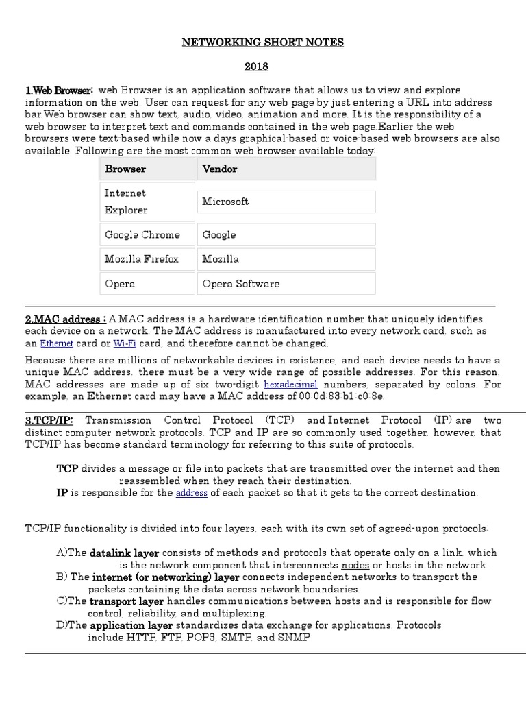 Networking Notes | PDF | Computer Network | File Transfer Protocol