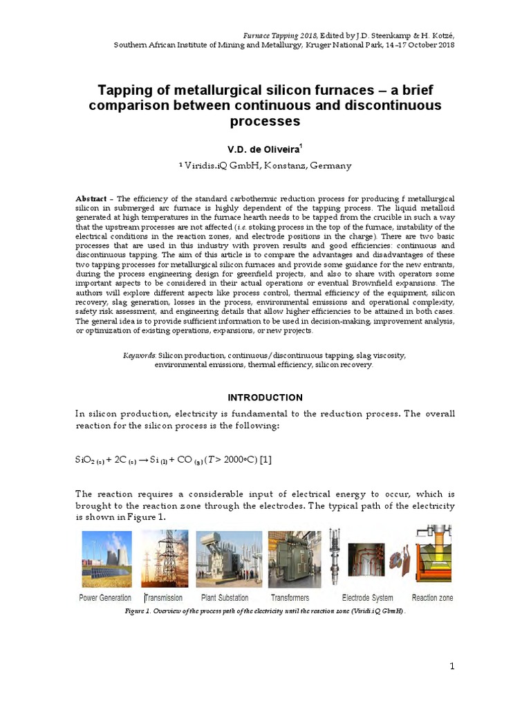 Silicon Furnace Tapping: Process Comparison | PDF | Enthalpy | Silicon