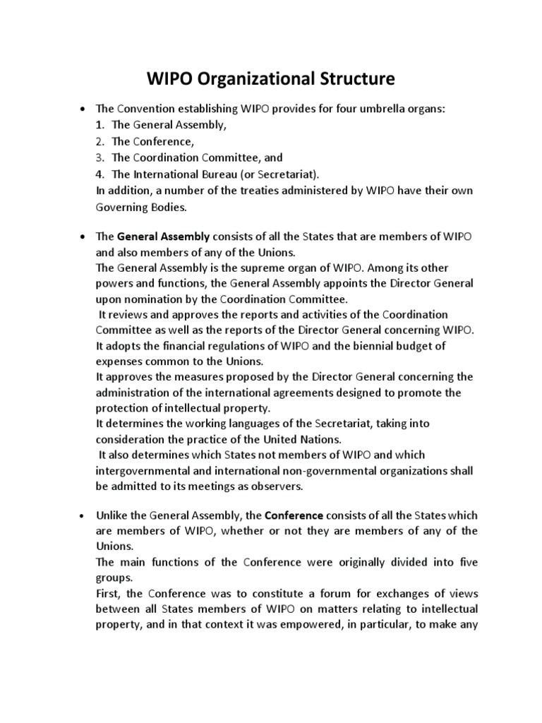 WIPO Organizational Structure | PDF | United Nations General Assembly ...