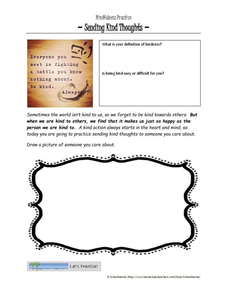 Sending Kind Thoughts : Mindfulness Practice | PDF
