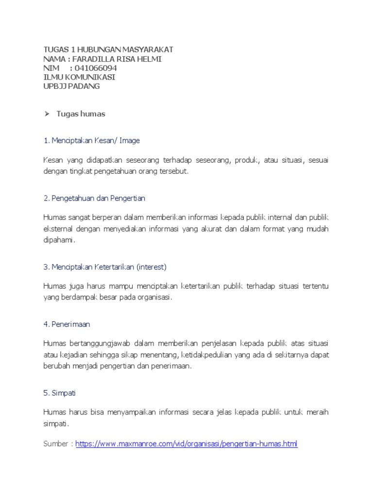 Tugas 1 Humas | PDF