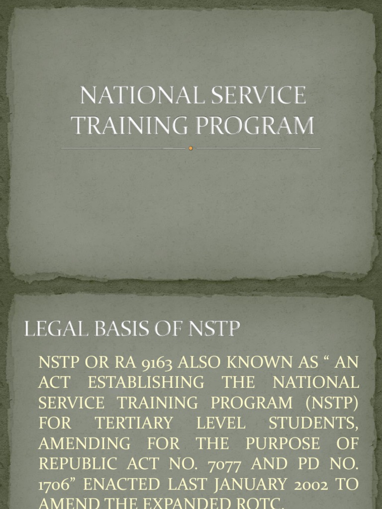 NSTP OR RA 9163: A Brief History of the National Service Training ...