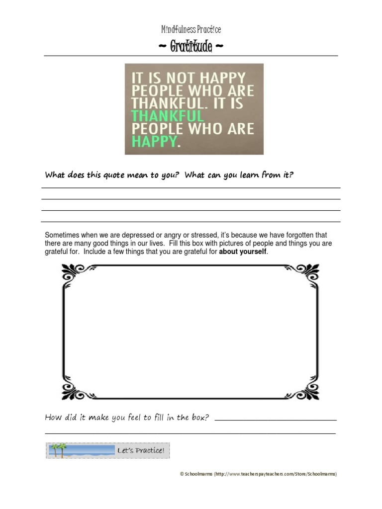 Mindful Lesson - Gratitude | PDF