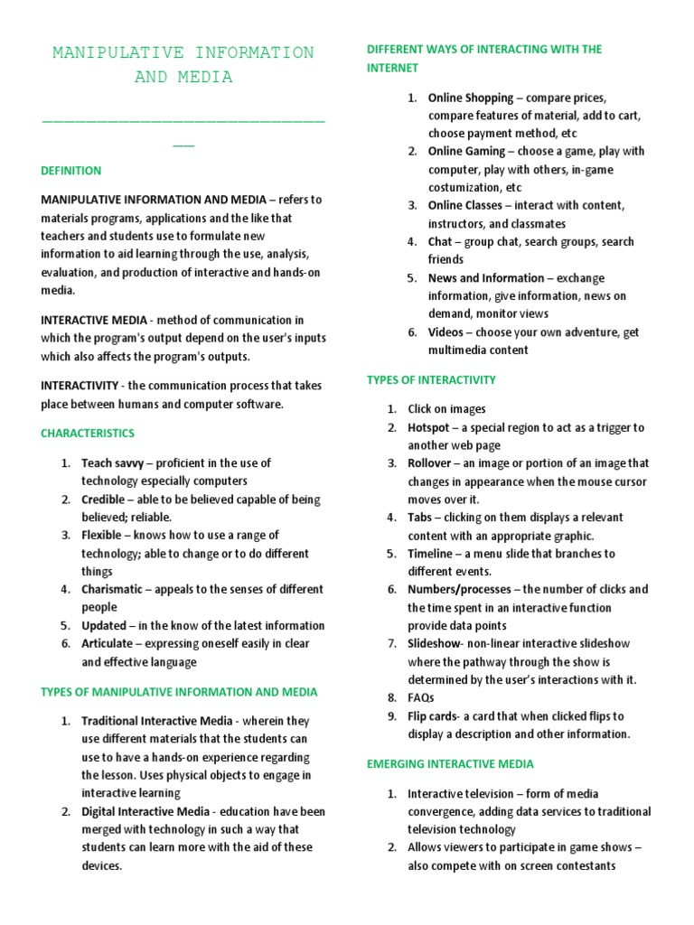 Manipulative Information and Media | PDF | Video Games | Mass Media