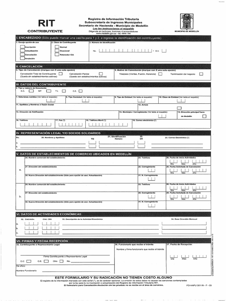 Formulario Rit PDF | PDF