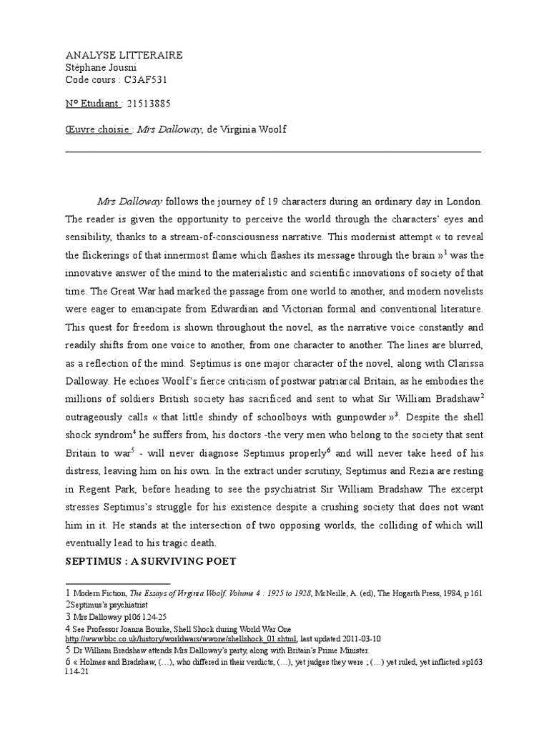 Mrs Dalloway Analysis | PDF | Mrs Dalloway