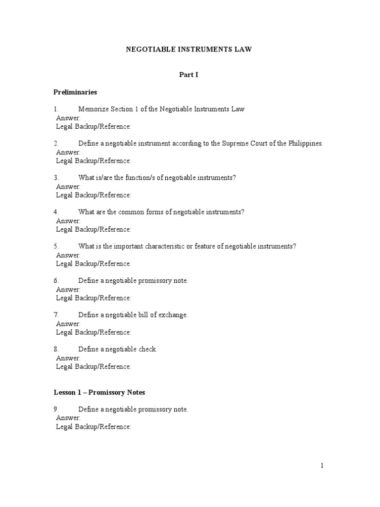 Negotiable Instruments Law | PDF | Negotiable Instrument | Cheque