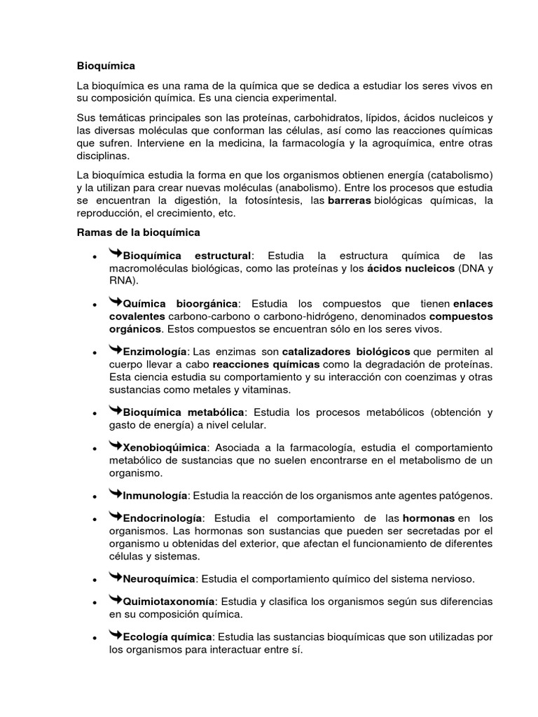 Definicion de BIOQUIMICA | PDF | Metabolismo | Organismos